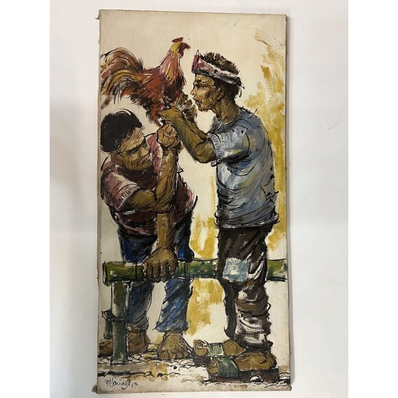 Art | Vintage Rafael Maniago Original Oil Signed On Canvas 1968 Rooster ...